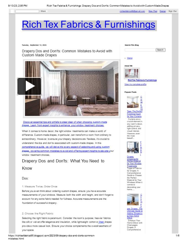 PPT – Drapery Dos and Don'ts: Common Mistakes to Avoid with Custom Made Drapes PowerPoint ...