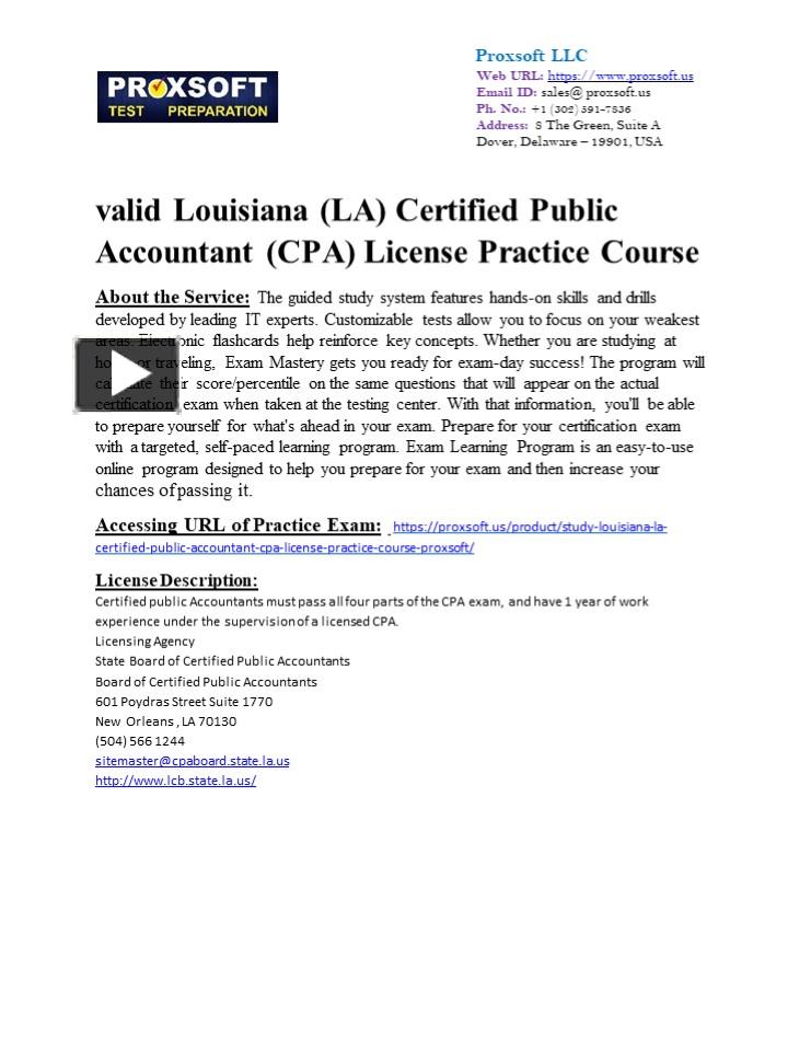 PPT – valid Louisiana (LA) Certified Public Accountant (CPA) License Practice Course PowerPoint ...