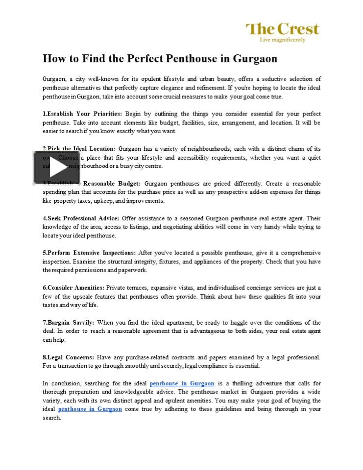 PPT – How to Find the Perfect Penthouse in Gurgaon PowerPoint presentation | free to download ...