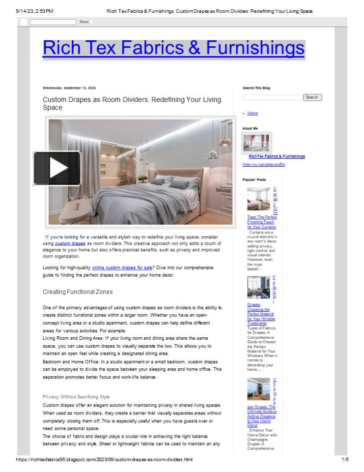 PPT – Custom Drapes as Room Dividers: Redefining Your Living Space PowerPoint presentation ...