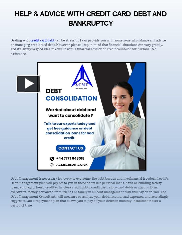 PPT – HELP & ADVICE WITH CREDIT CARD DEBT AND BANKRUPTCY PowerPoint ...