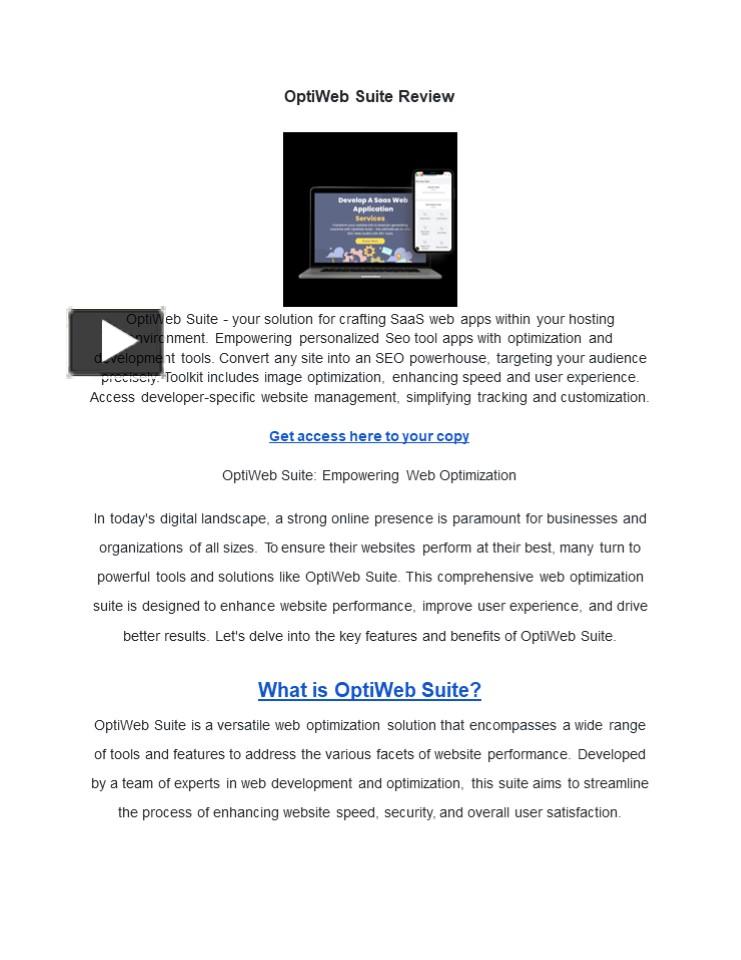 Optiweb Suite Review presentation | free to download