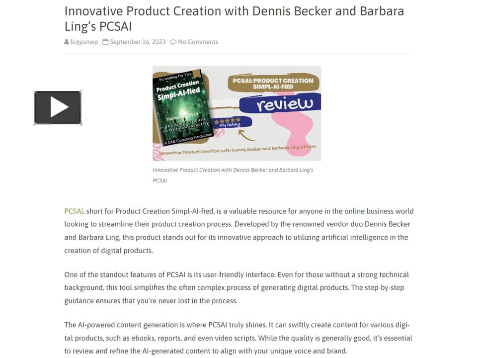 Innovative Product Creation with Dennis Becker and Barbara Ling's PCSAI presentation | free to ...