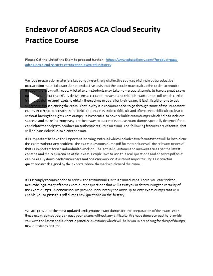 PPT – Endeavor of ADRDS ACA Cloud Security Practice Course PowerPoint presentation | free to ...