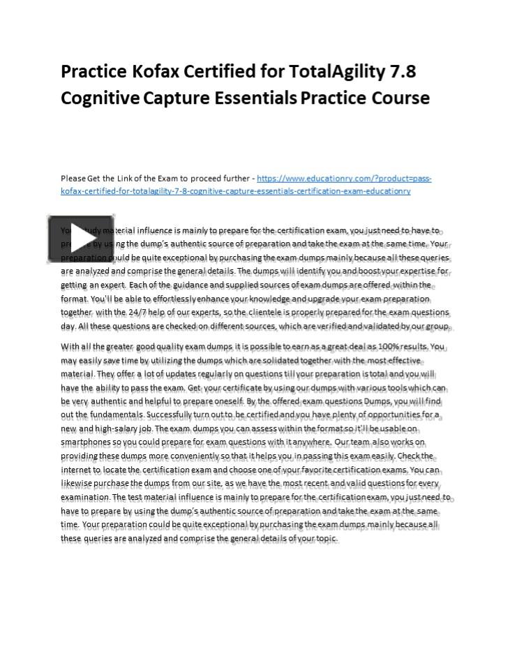 PPT – Practice Kofax Certified for TotalAgility 7.8 Cognitive Capture Essentials Practice Course ...