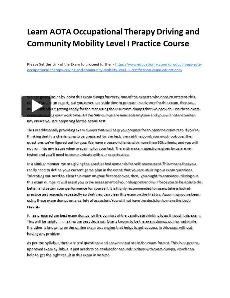 PPT – Learn AOTA Occupational Therapy Driving and Community Mobility ...