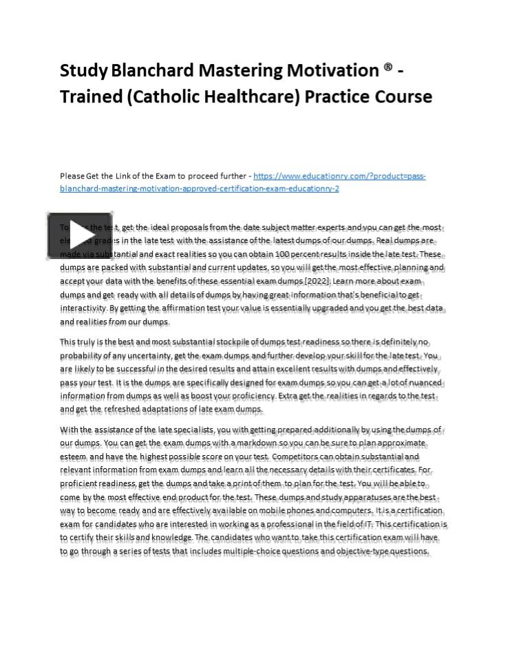 PPT – Study Blanchard Mastering Motivation ® - Trained (Catholic Healthcare) Practice Course ...