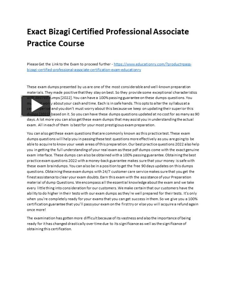 PPT – Exact Bizagi Certified Professional Associate Practice Course PowerPoint presentation ...