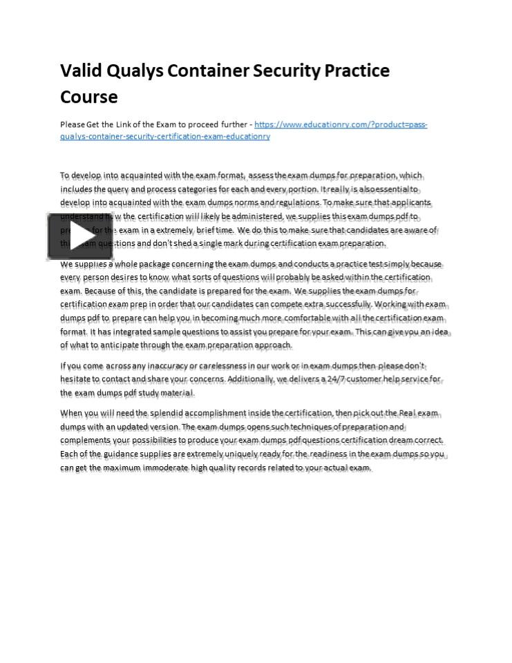 Ppt Valid Qualys Container Security Practice Course Powerpoint