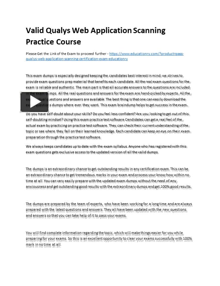 Ppt Valid Qualys Web Application Scanning Practice Course Powerpoint