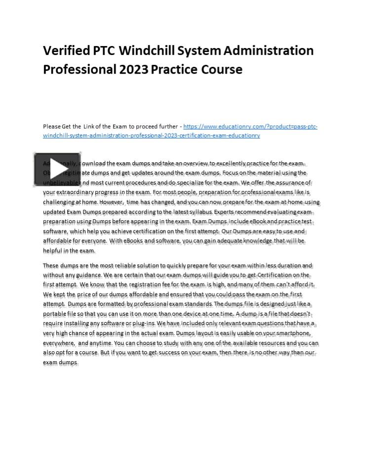 PPT – Verified PTC Windchill System Administration Professional 2023 Practice Course PowerPoint ...