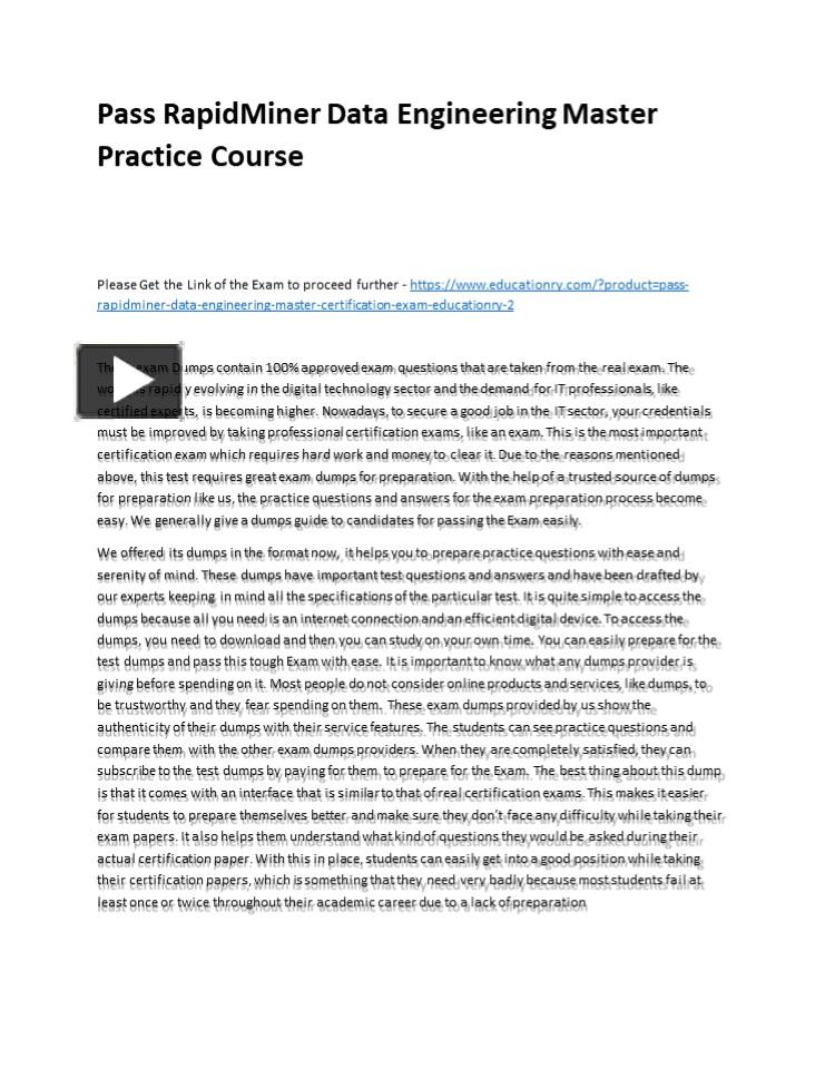 PPT – Pass RapidMiner Data Engineering Master Practice Course PowerPoint presentation | free to ...