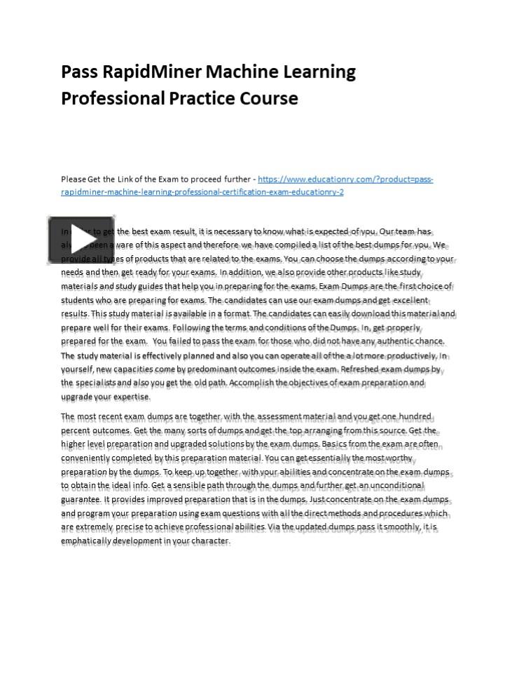 PPT – Pass RapidMiner Machine Learning Professional Practice Course PowerPoint presentation ...