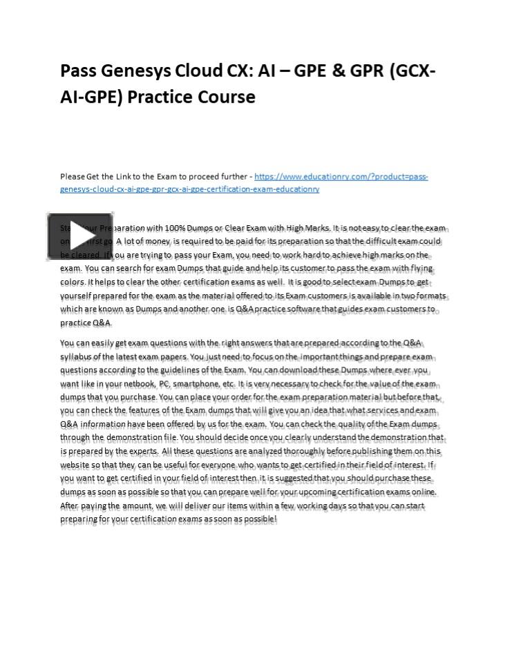 Ppt Pass Genesys Cloud Cx Ai Gpe And Gpr Gcx Ai Gpe Practice Course Powerpoint Presentation