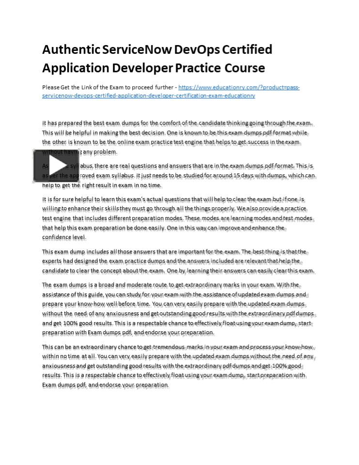 PPT – Authentic ServiceNow DevOps Certified Application Developer Practice Course PowerPoint ...