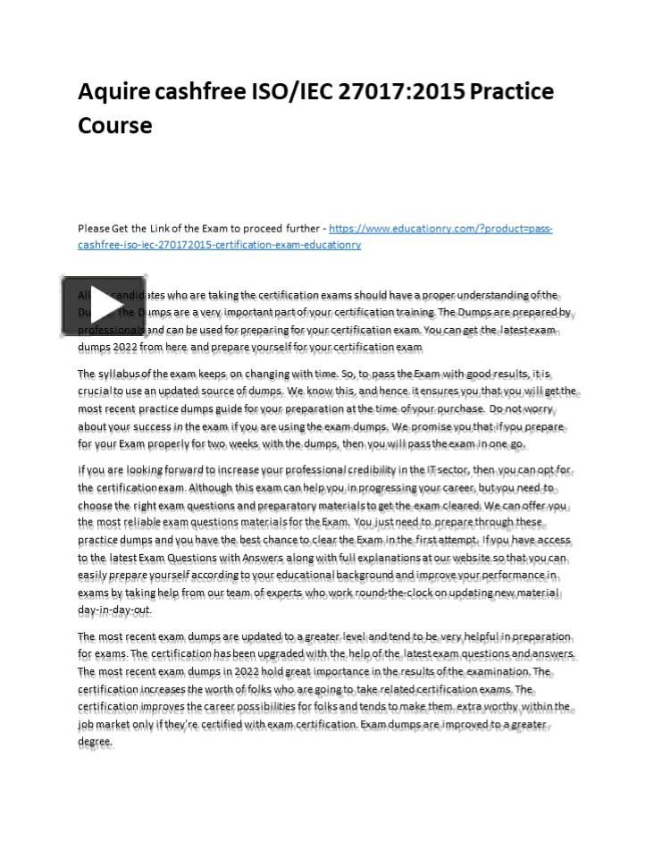 PPT – Aquire cashfree ISO/IEC 27017:2015 Practice Course PowerPoint presentation | free to ...