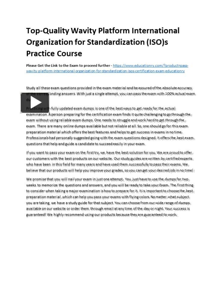 PPT – Top-Quality Wavity Platform International Organization for Standardization (ISO)s Practice ...