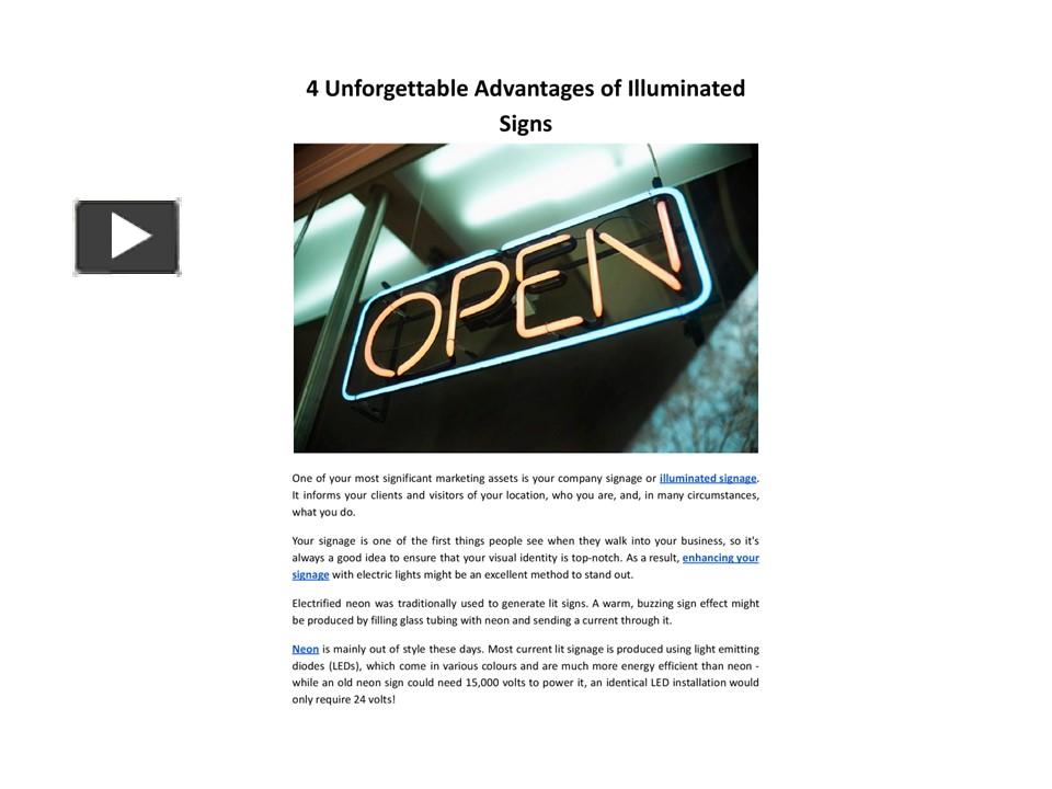PPT – 4 Unforgettable Advantages of Illuminated Signs - Iris Signs PowerPoint presentation ...