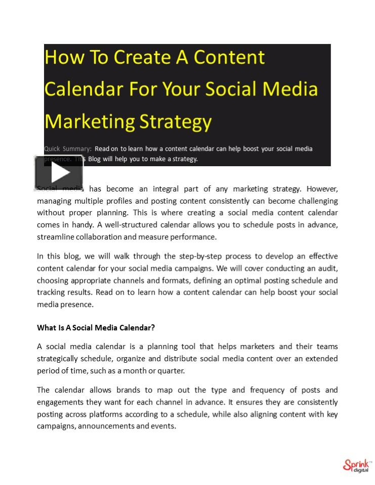 How to Create a Content Calendar for Your Social Media Marketing ...