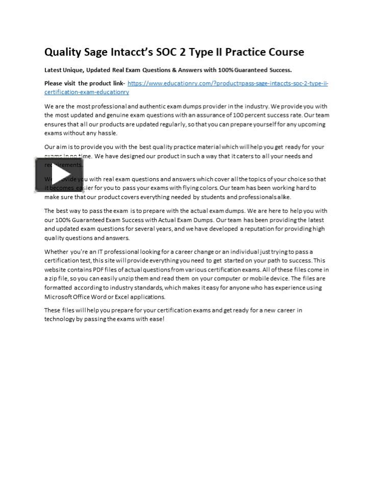 PPT – Quality Sage Intacct’s SOC 2 Type II Practice Course PowerPoint presentation | free to ...