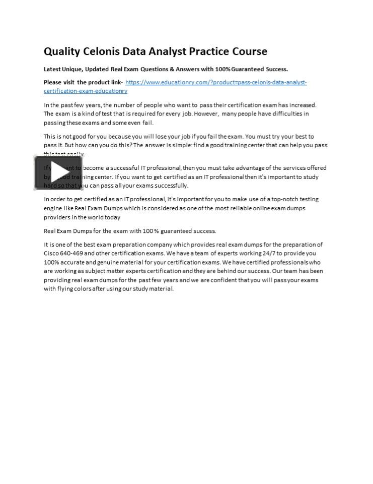 Quality Celonis Data Analyst Practice Course presentation | free to download