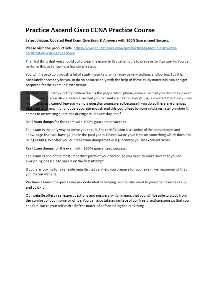 Practice Ascend Cisco CCNA Practice Course presentation | free to download