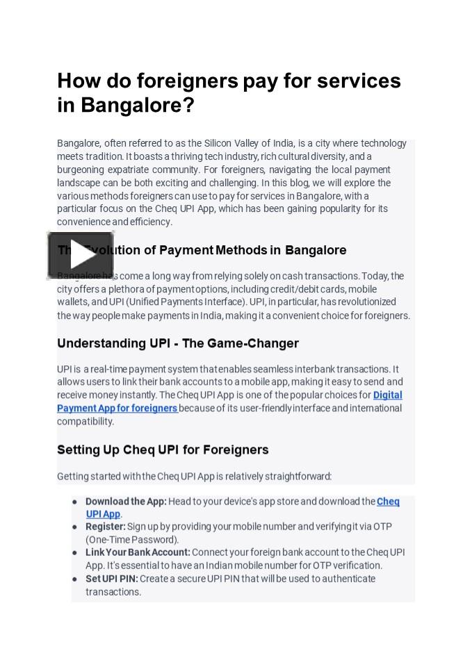 PPT – How do foreigners pay for services in Bangalore? PowerPoint presentation | free to ...