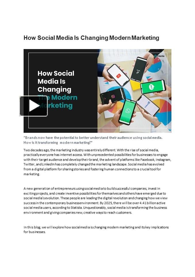 PPT – How Social Media Is Changing Modern Marketing PowerPoint ...