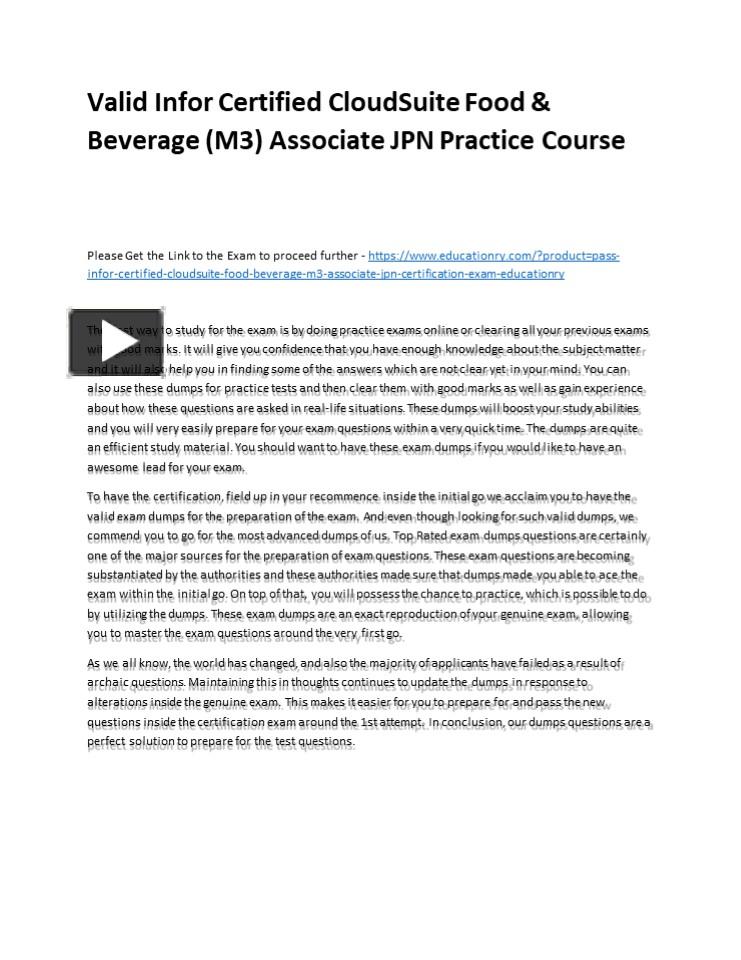 PPT – Valid Infor Certified CloudSuite Food & Beverage (M3) Associate JPN Practice Course ...