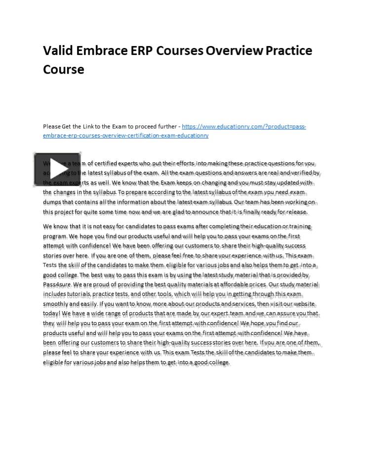 PPT – Valid Embrace ERP Courses Overview Practice Course PowerPoint presentation | free to ...
