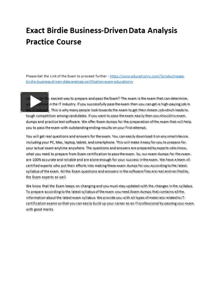 PPT – Exact Birdie Business-Driven Data Analysis Practice Course PowerPoint presentation | free ...