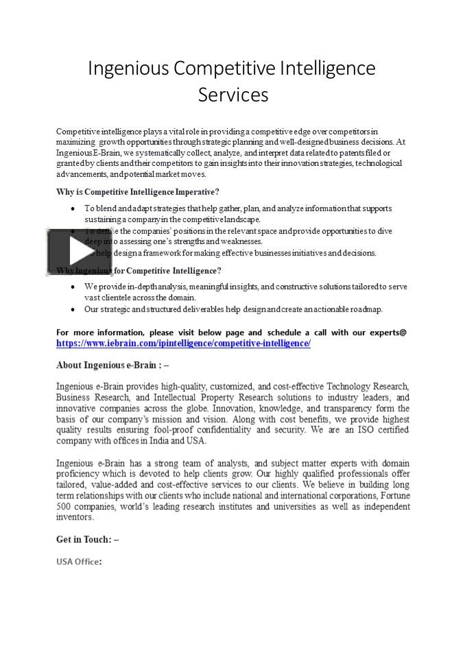Ingenious Competitive Intelligence Services presentation | free to download