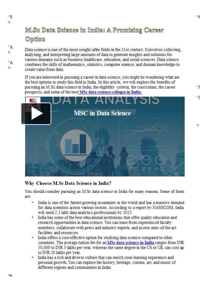 M.Sc Data Science in India: A Promising Career Option presentation | free to download