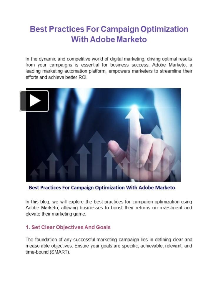 PPT – Best Practices For Campaign Optimization With Adobe Marketo PowerPoint presentation | free ...