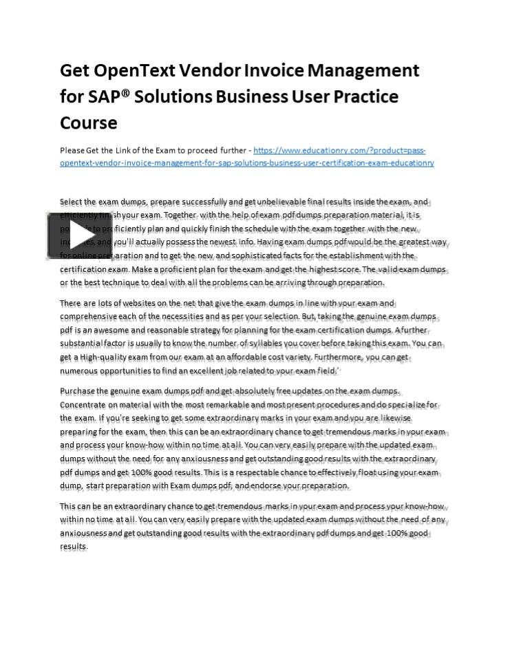 Get OpenText Vendor Invoice Management for SAP® Solutions Business User Practice Course ...