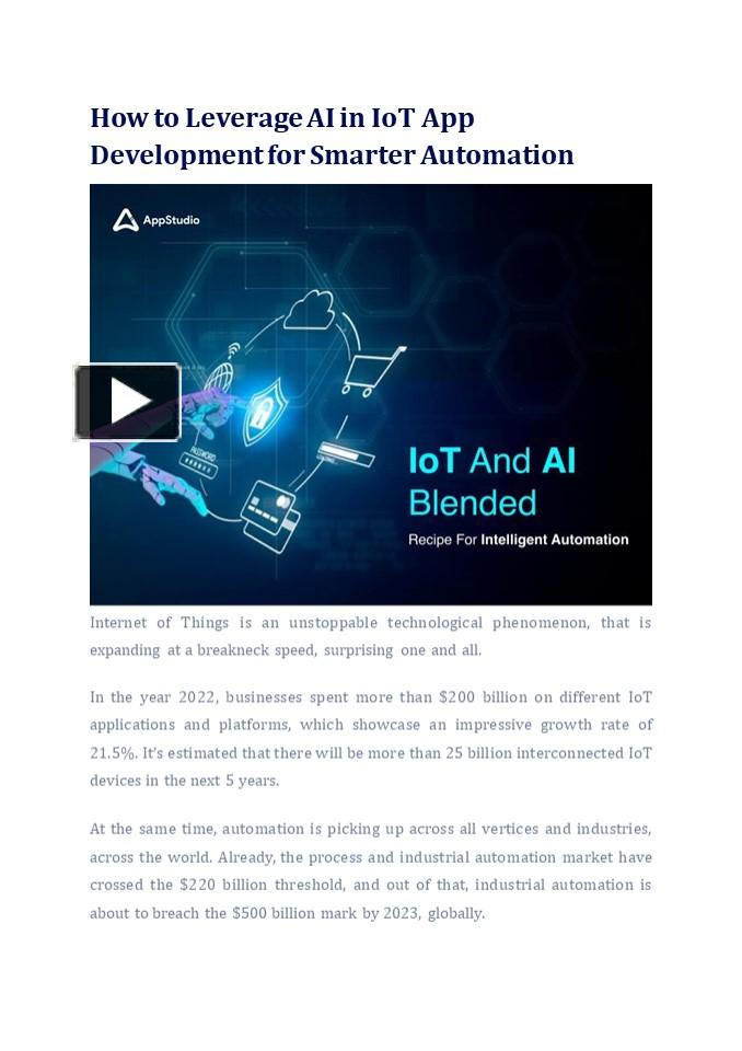 PPT – How to Leverage AI in IoT App Development for Smarter Automation PowerPoint presentation ...