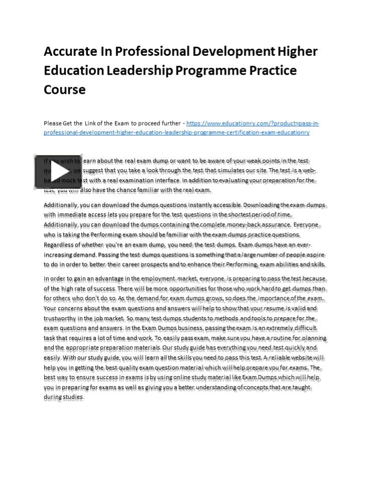 PPT – Accurate In Professional Development Higher Education Leadership Programme Practice Course ...