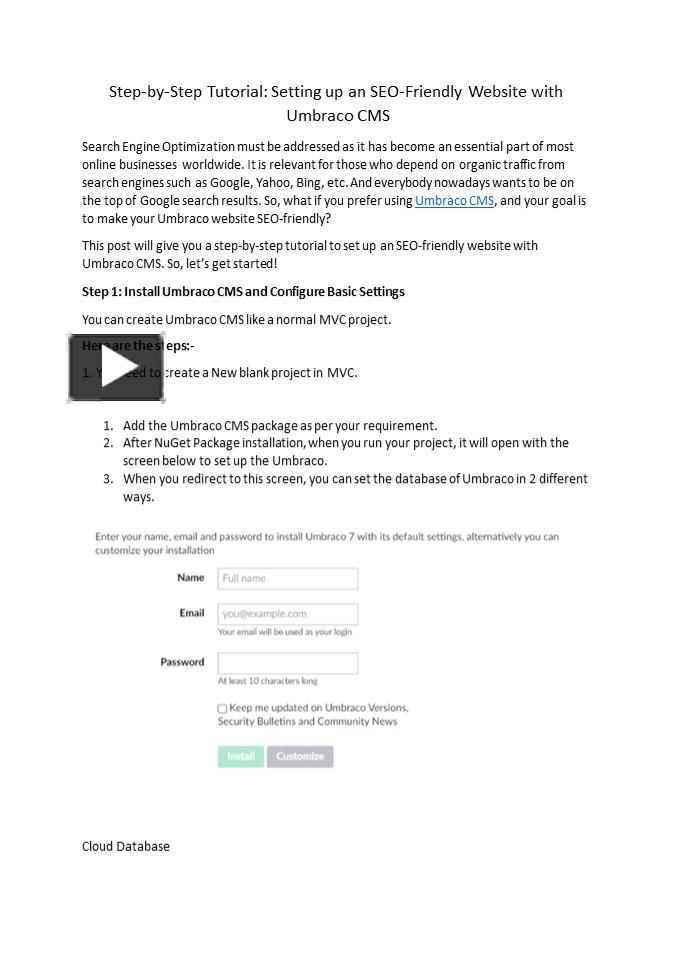 Ppt Step By Step Tutorial Setting Up An Seo Friendly Website With Umbraco Cms Powerpoint