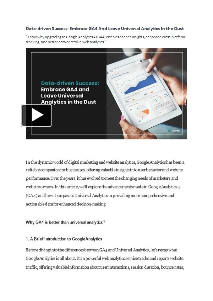 PPT – Data-driven Success: Embrace GA4 and Leave Universal Analytics in the Dust PowerPoint ...