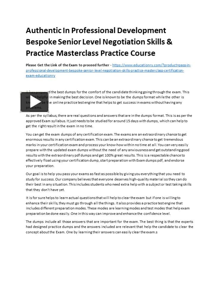 PPT – Authentic In Professional Development Bespoke Senior Level Negotiation Skills & Practice ...