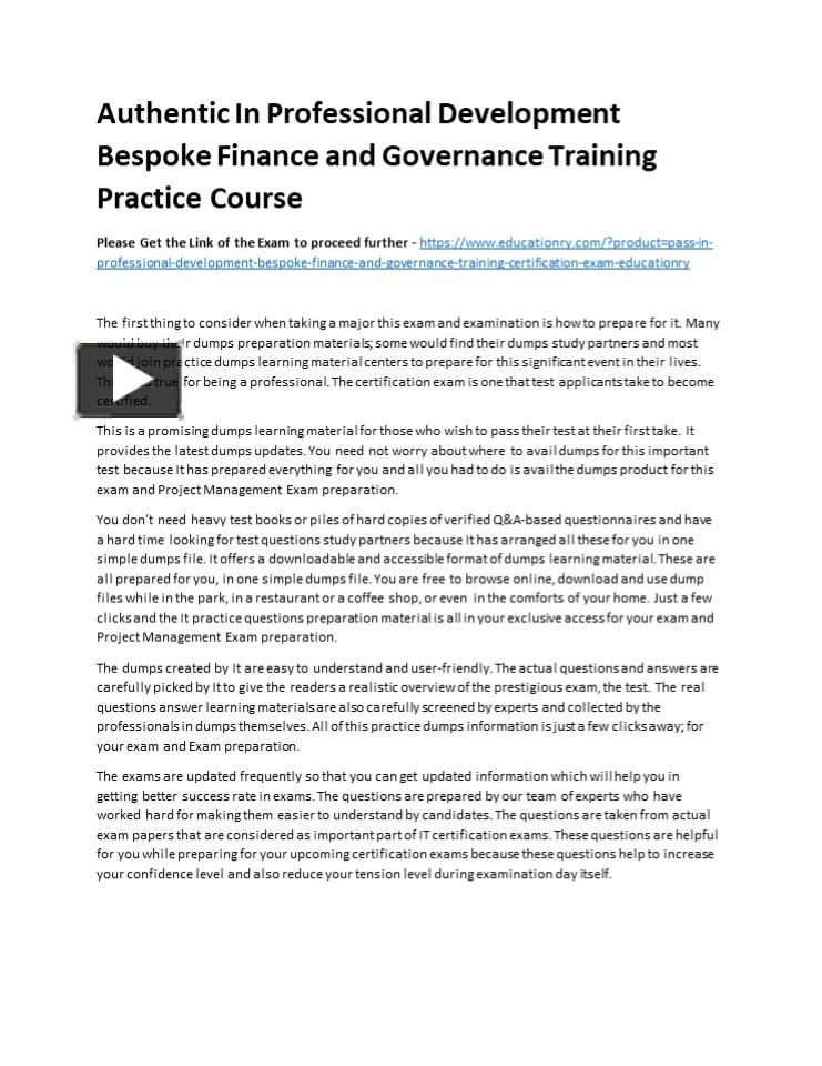 PPT – Authentic In Professional Development Bespoke Finance and Governance Training Practice ...
