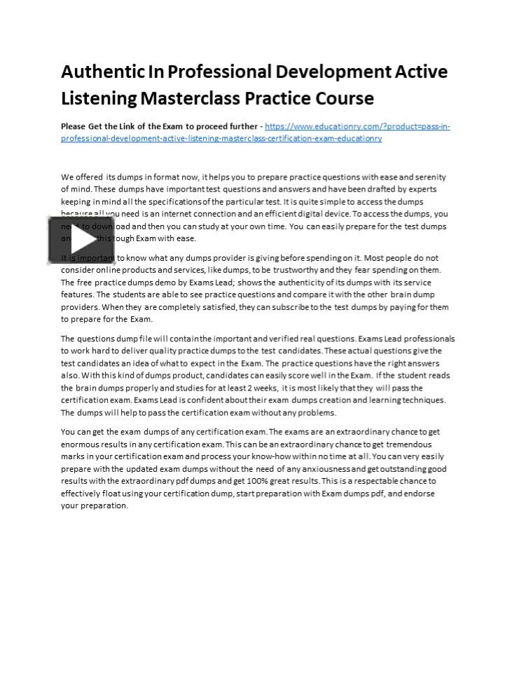 Authentic In Professional Development Active Listening Masterclass ...