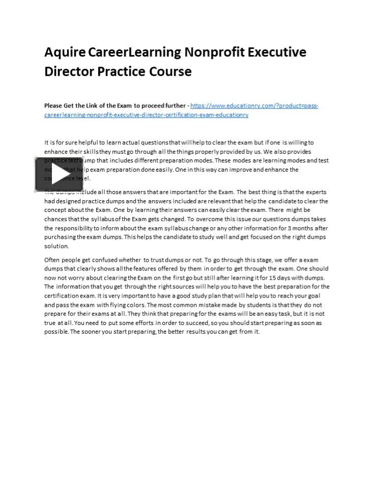 PPT – Aquire CareerLearning Nonprofit Executive Director Practice Course PowerPoint presentation ...