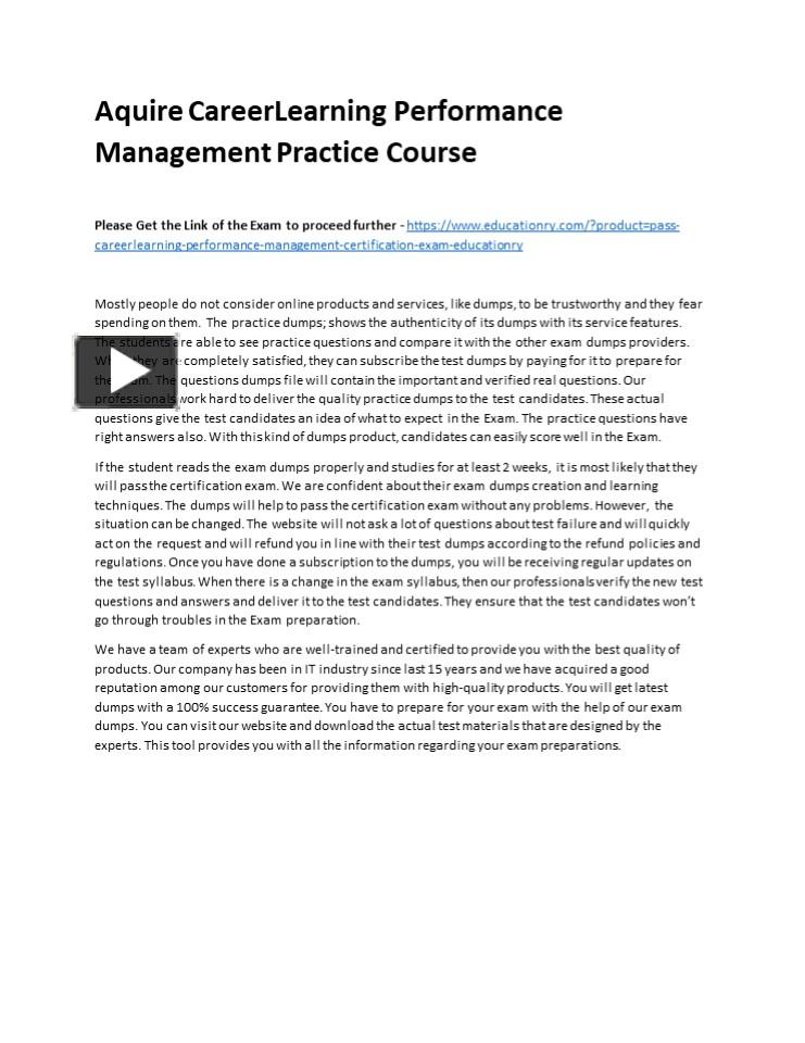 Aquire CareerLearning Performance Management Practice Course presentation | free to download