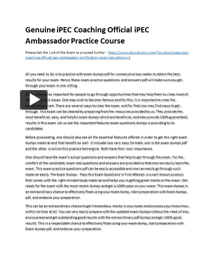 PPT – Genuine iPEC Coaching Official iPEC Ambassador Practice Course PowerPoint presentation ...