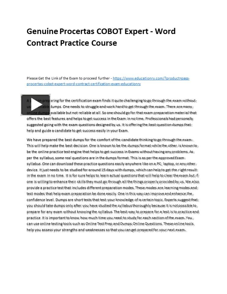Genuine Procertas COBOT Expert - Word Contract Practice Course presentation | free to download