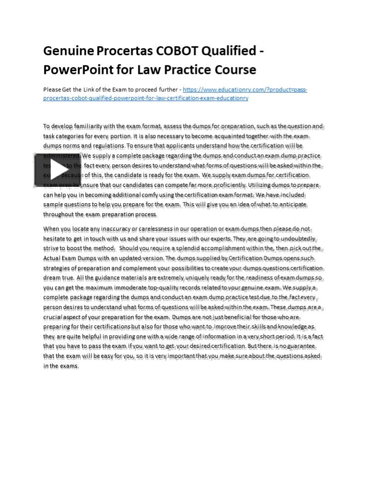 PPT – Genuine Procertas COBOT Qualified - PowerPoint for Law Practice Course PowerPoint ...