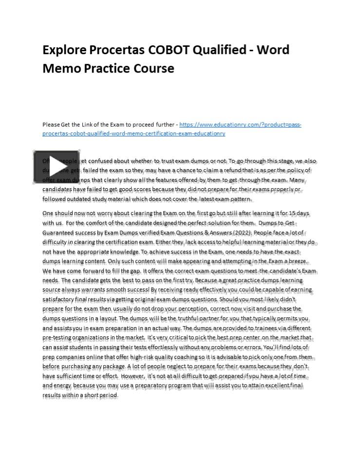 PPT – Explore Procertas COBOT Qualified - Word Memo Practice Course PowerPoint presentation ...