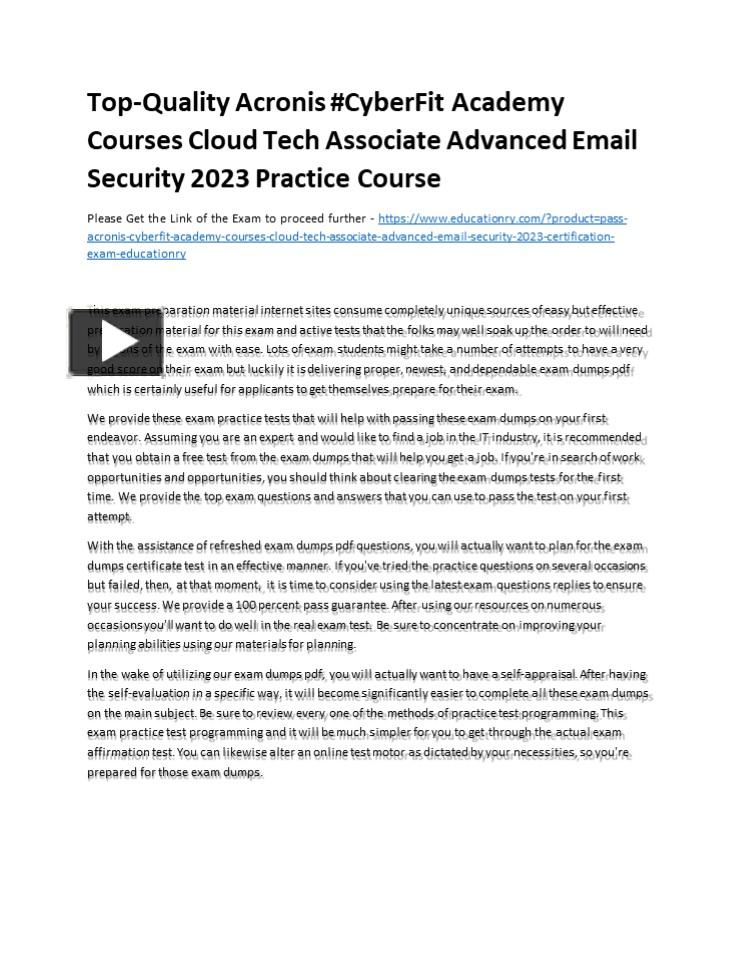 PPT – Top-Quality Acronis #CyberFit Academy Courses Cloud Tech Associate Advanced Email Security ...
