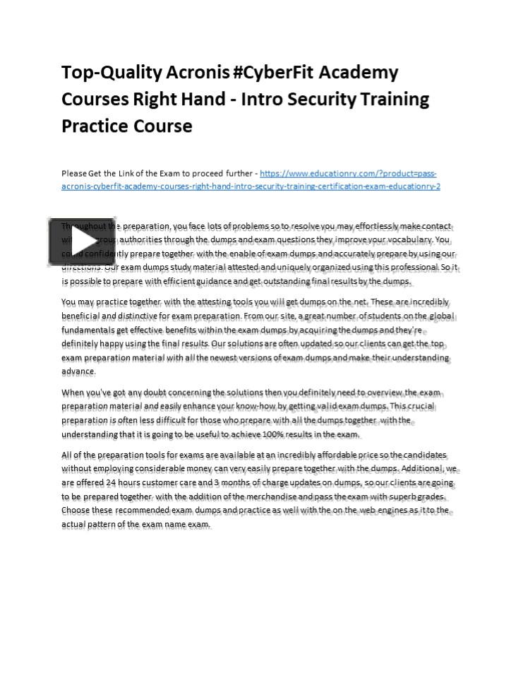 PPT – Top-Quality Acronis #CyberFit Academy Courses Right Hand - Intro Security Training ...